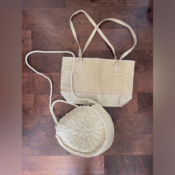 Bags | Straw Crossbody Purse Set 2 Items | Poshmark